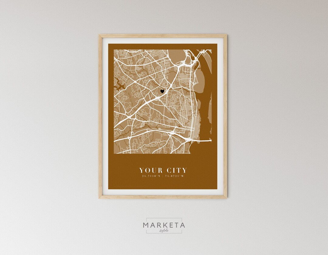 Custom City Map, Personalized Map, Any Town, Any City, Custom City ...