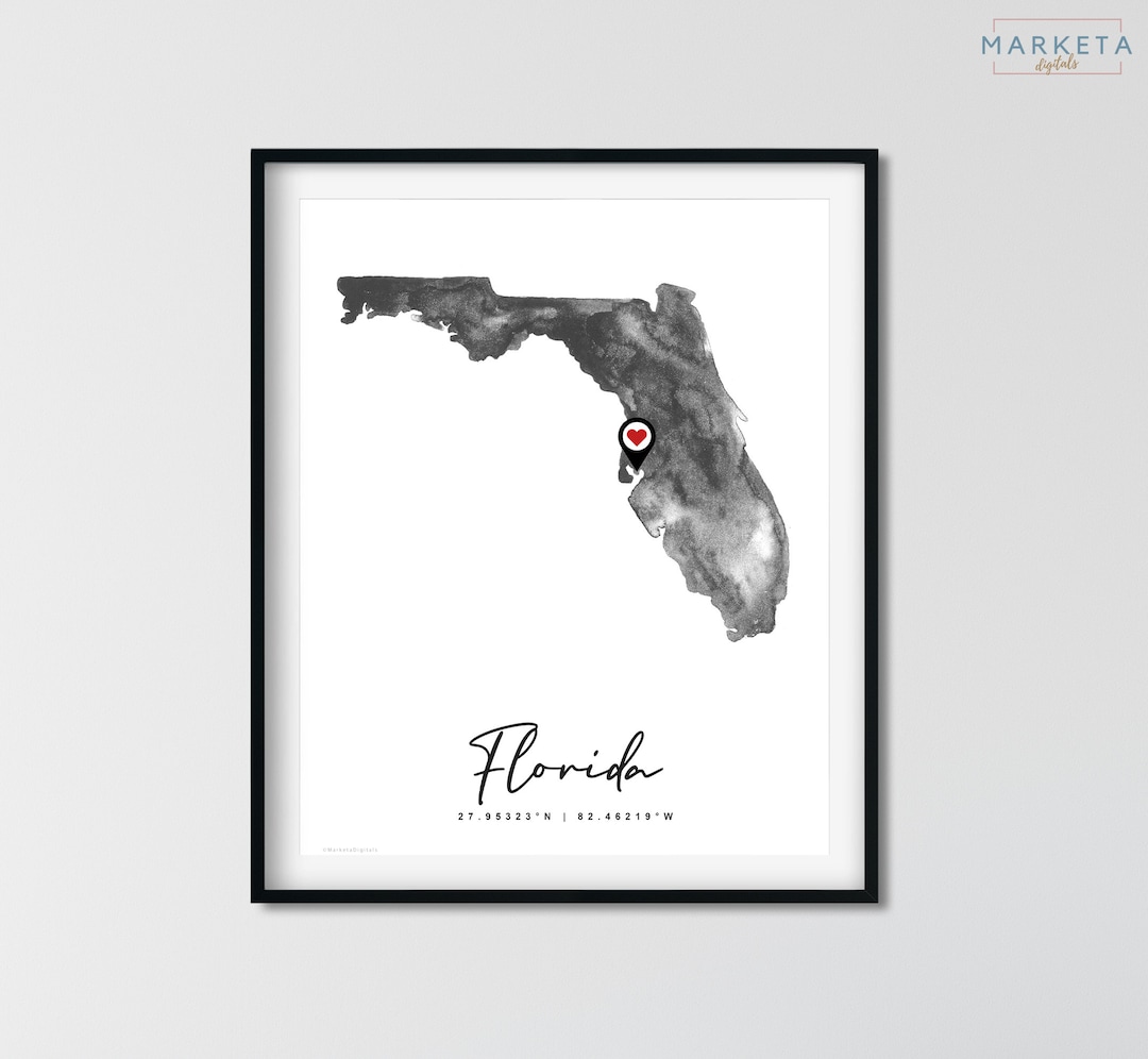 Personalized Florida Watercolor Map Florida State US United States Map ...