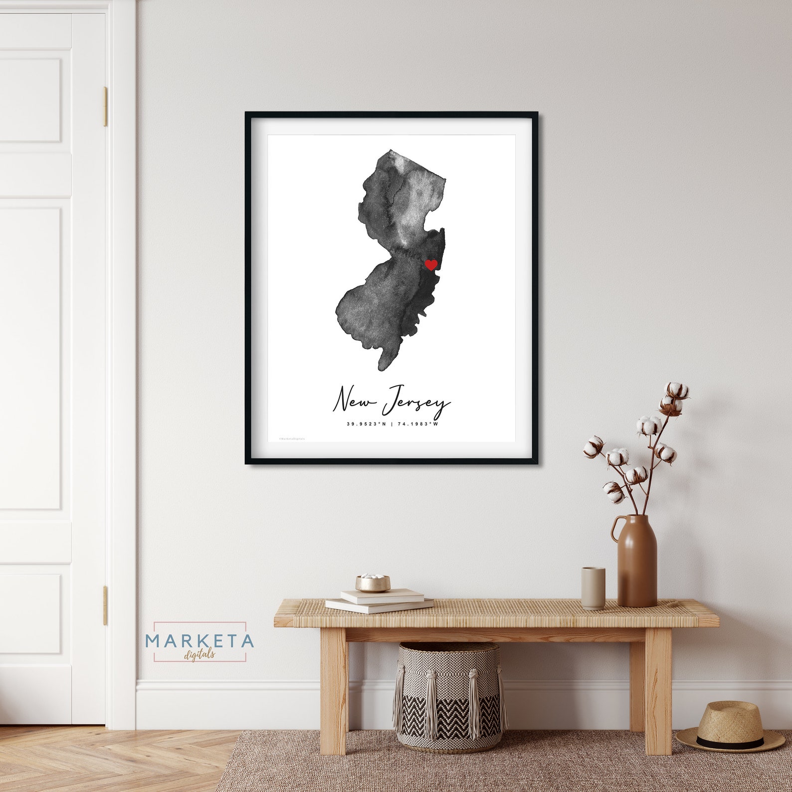 Custom New Jersey Watercolor Map US United States Map Print Poster ...