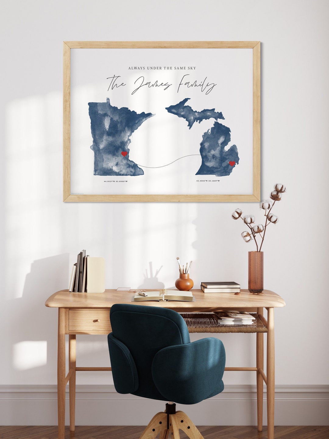 Personalized Family Gift, Long Distance Gift, Custom Family Map States ...