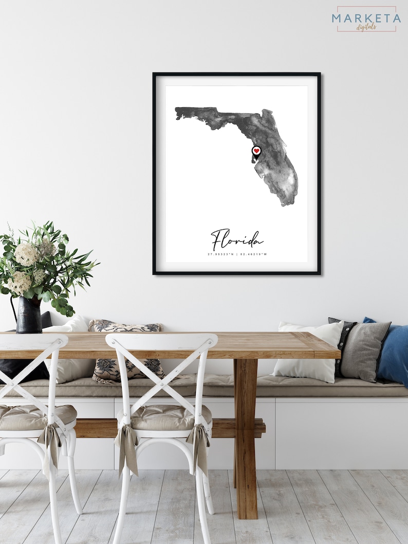 Custom New Jersey Watercolor Map US United States Map Print | Etsy