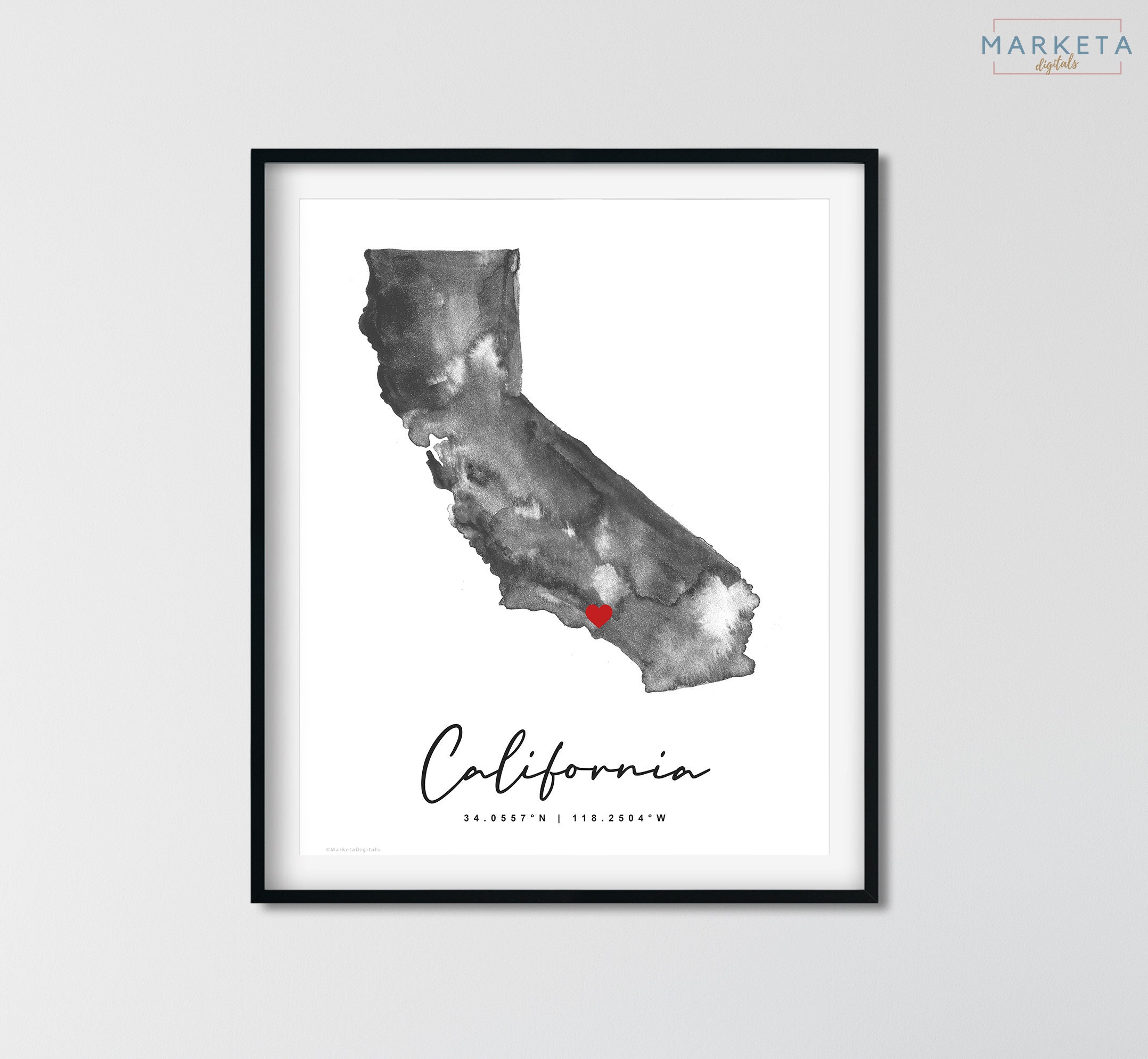 Personalized California Watercolor Map California Fine Art | Etsy