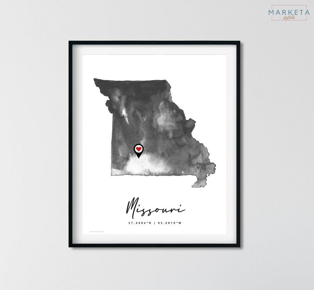 Personalized Missouri Watercolor Map Missouri Print Missouri Wall Art ...