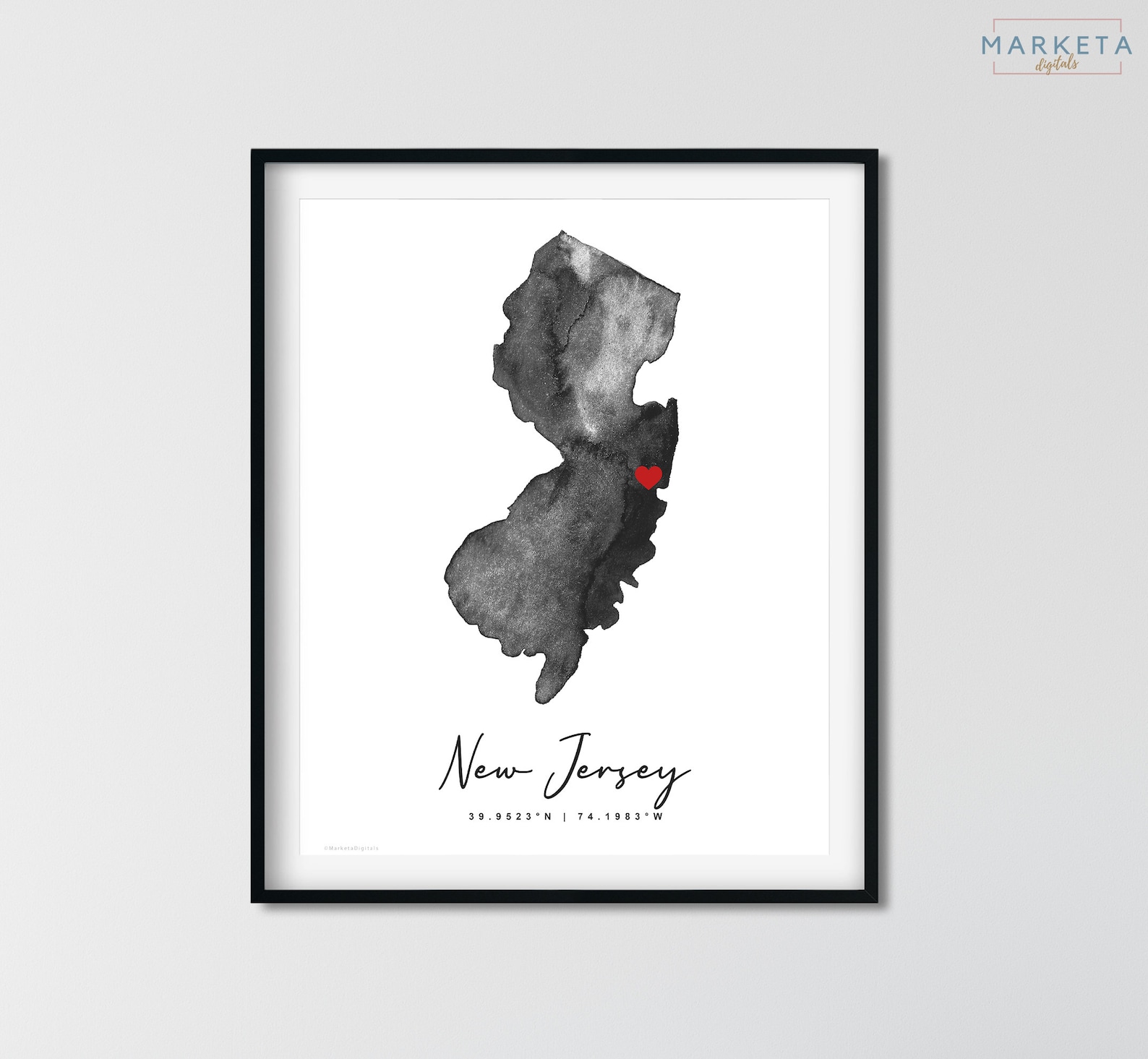 Custom New Jersey Watercolor Map US United States Map Print Poster ...