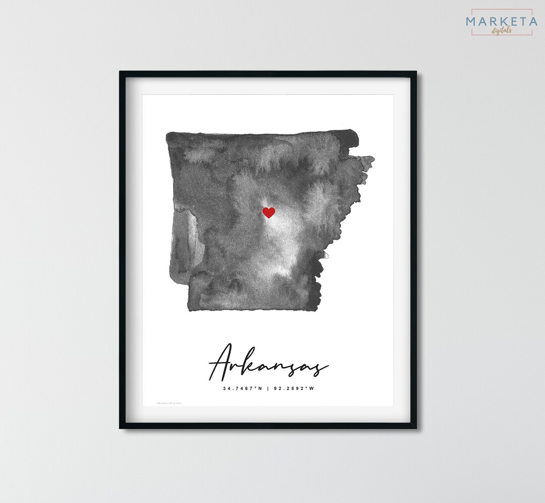 Personalized Arkansas Watercolor Map Arkansas Print Arkansas Wall Art ...