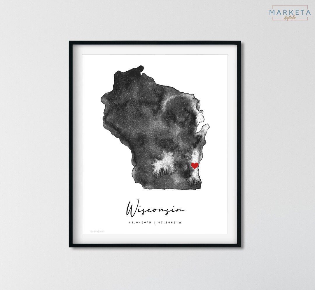 Personalized Wisconsin Watercolor Map Wisconsin Art Print Wisconsin Map ...