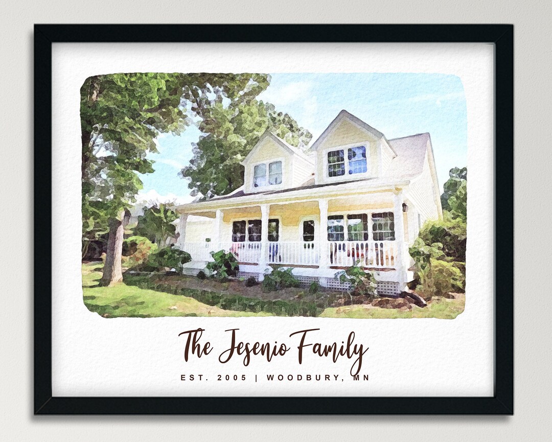 Custom House Portrait From Photo, Watercolor Portrait, Digital Painting ...