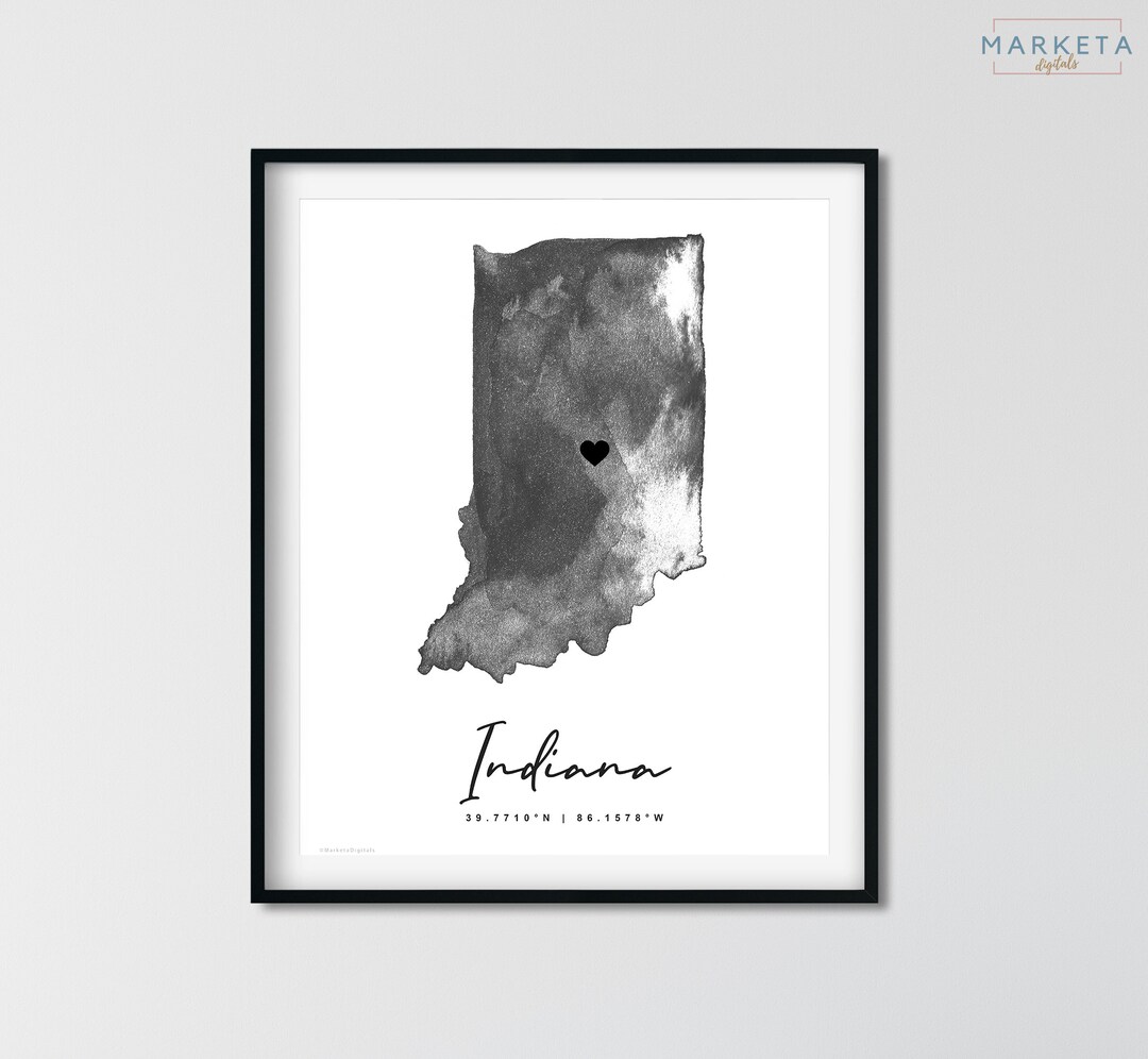 Personalized Indiana Watercolor Map Indiana Print Indiana Wall Art ...
