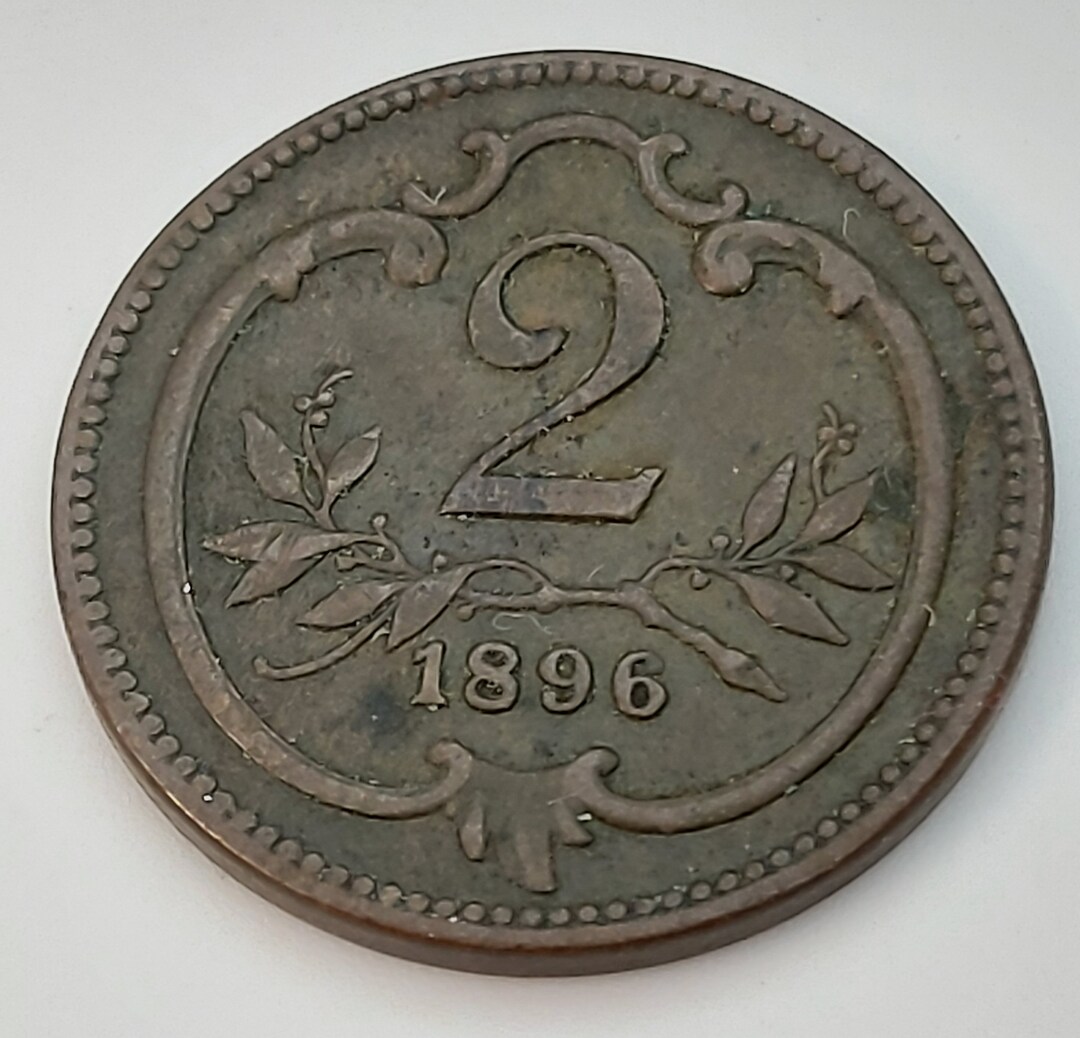 2 Heller 1896. Coins From Austria Hungary, Franz Joseph I, Bronze Original Coins - Etsy