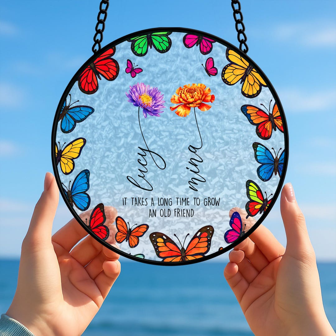 Custom Flower Suncatcher for Friends L Birth Flower Stain Glass ...