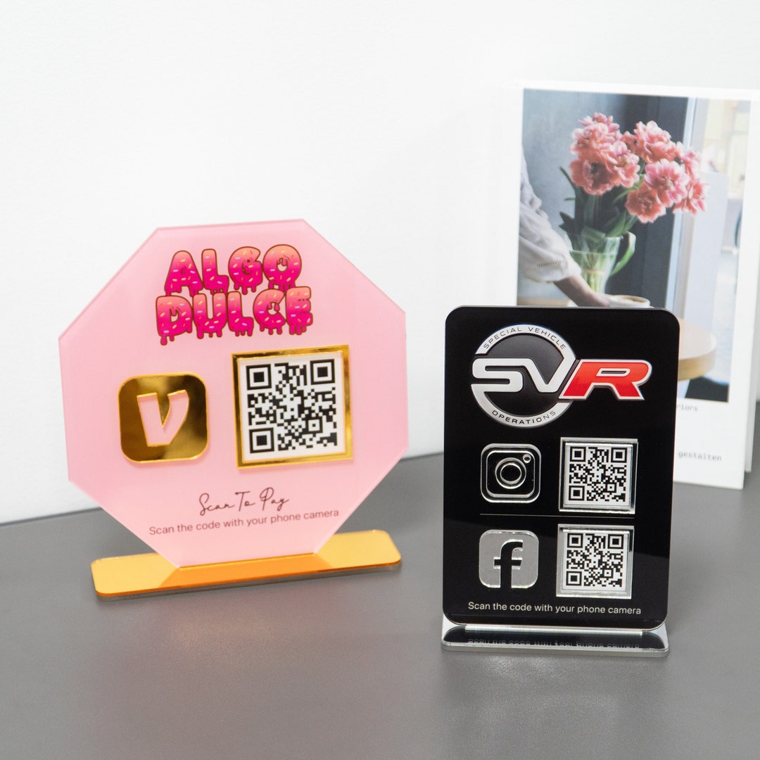 Custom QR Code Sign, Social Media QR Code Sign, QR Code Display Sign ...