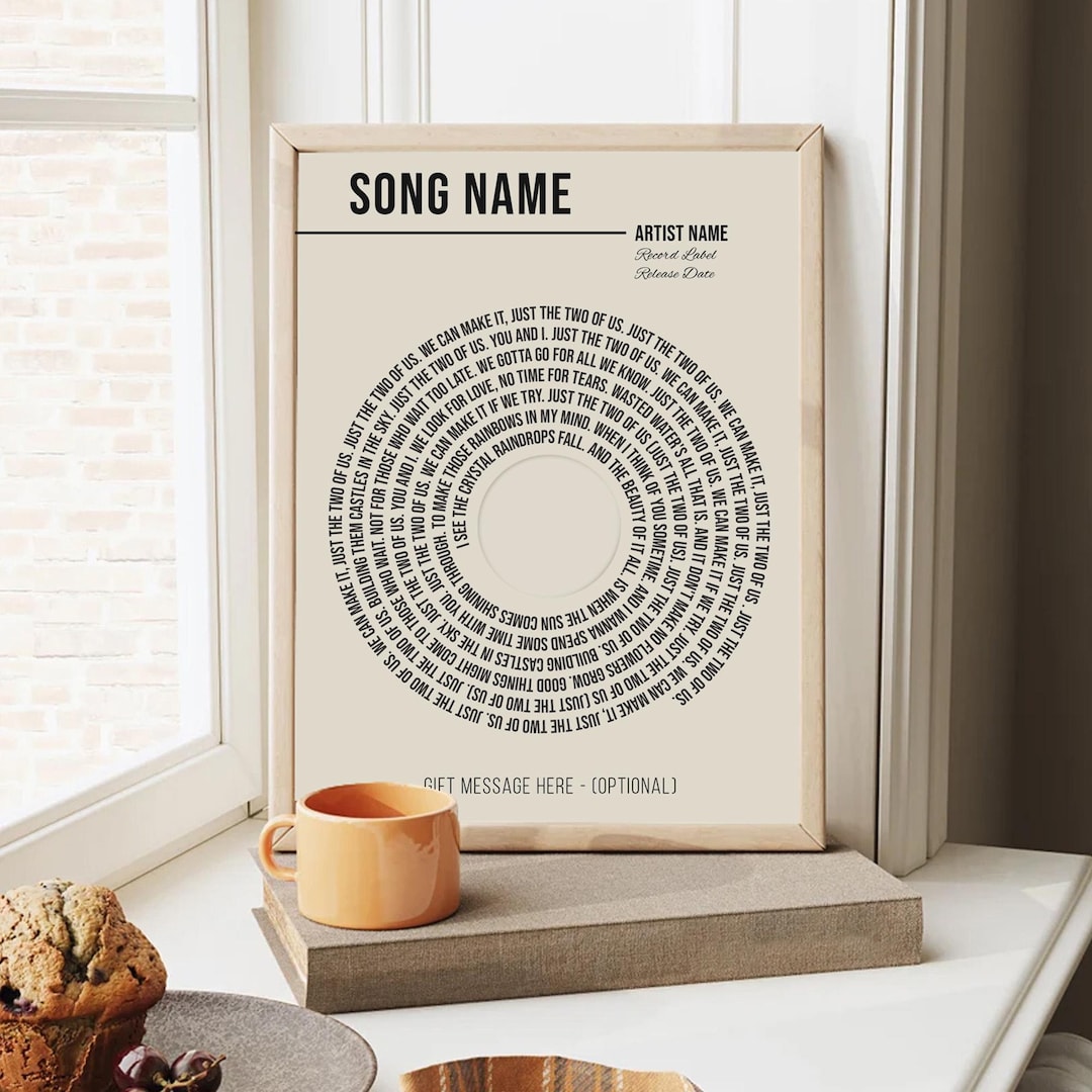 Custom Vinyl Lyrics Print, Personalized Music Poster, Customizable ...