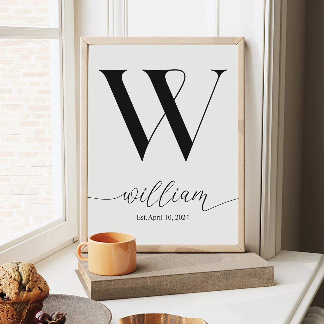 Custom Framed Initials Sign, Framed Wall Name Sign for Wall, Letter ...