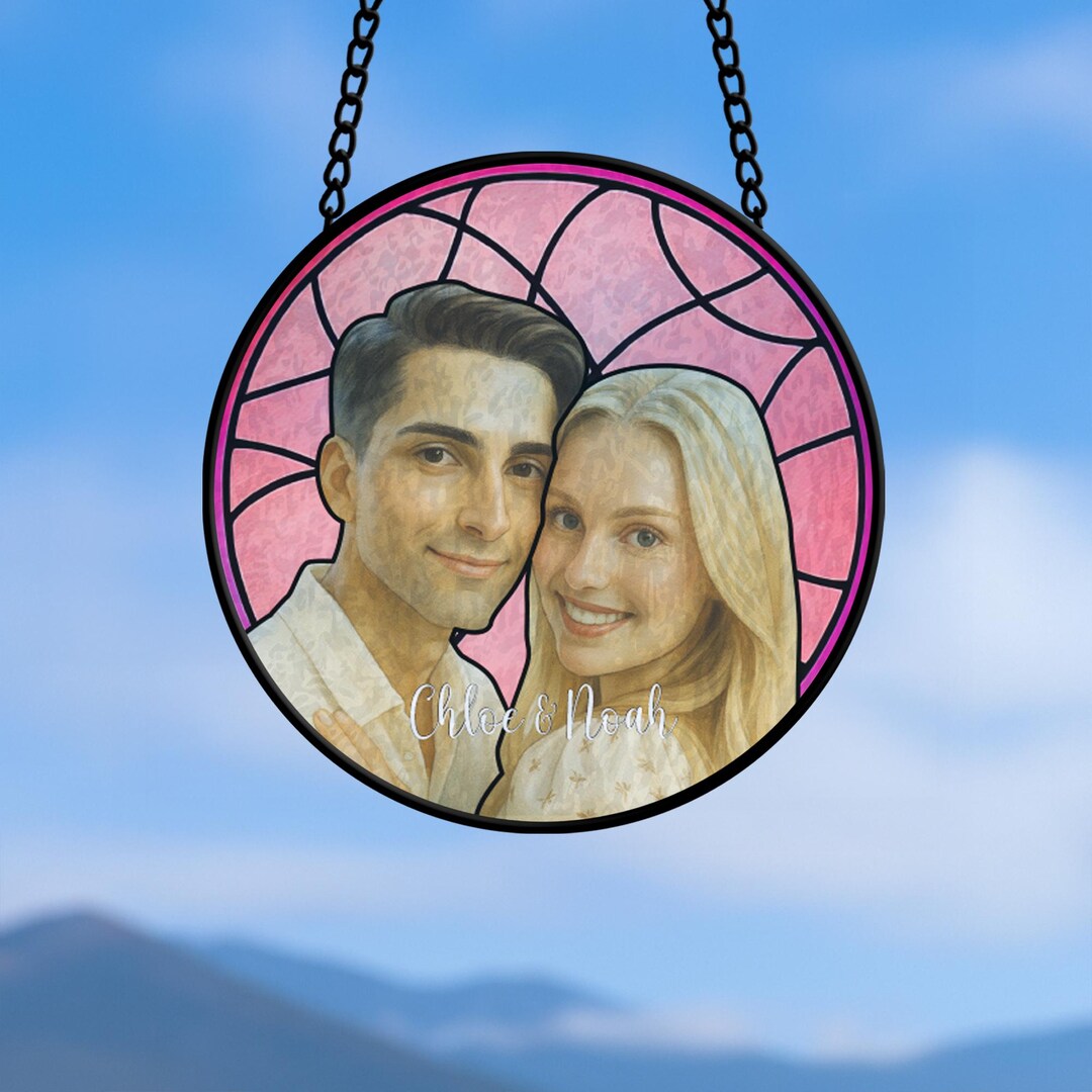 Custom Couples Portrait Stained Glass From Photo, Gift for Her, Birthday Gift, Anniversary Gifts ...