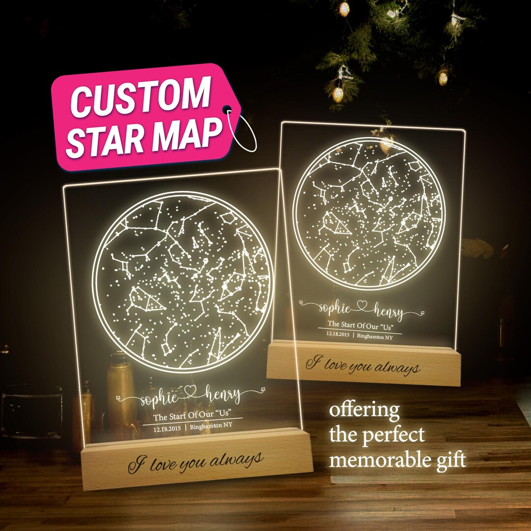 Personalized Acrylic Star Map Night Light: Custom Constellation Gift - Etsy