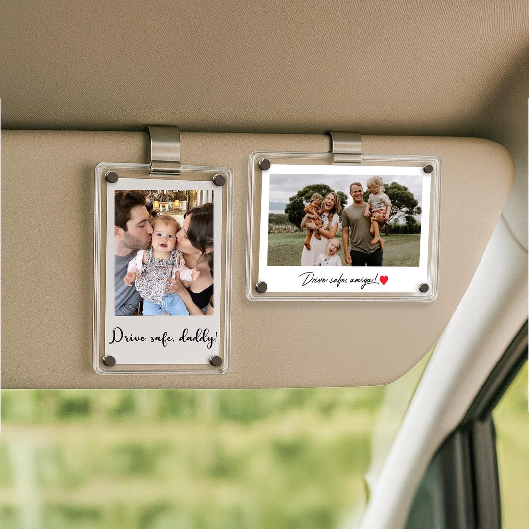 Custom Sleek Acrylic Car Visor Photo Clip | Turn Your Pet, Family, or ...
