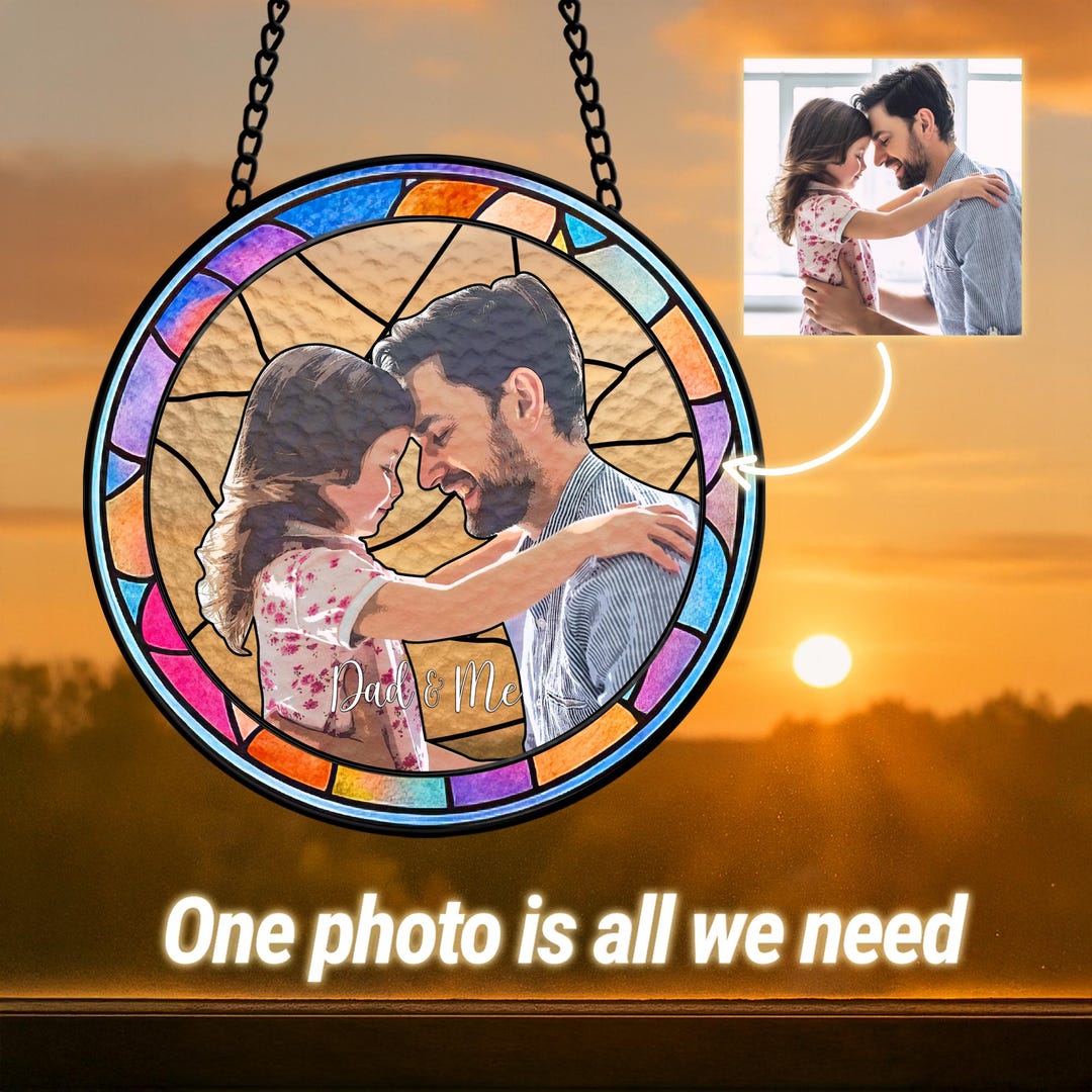 Personalized Dad & Baby Stained Glass Suncatcher, Custom Photo Gift - Etsy