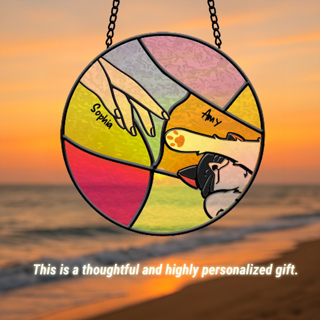 Personalized Pet Portrait Stained Glass Suncatcher I Window Hanging ...