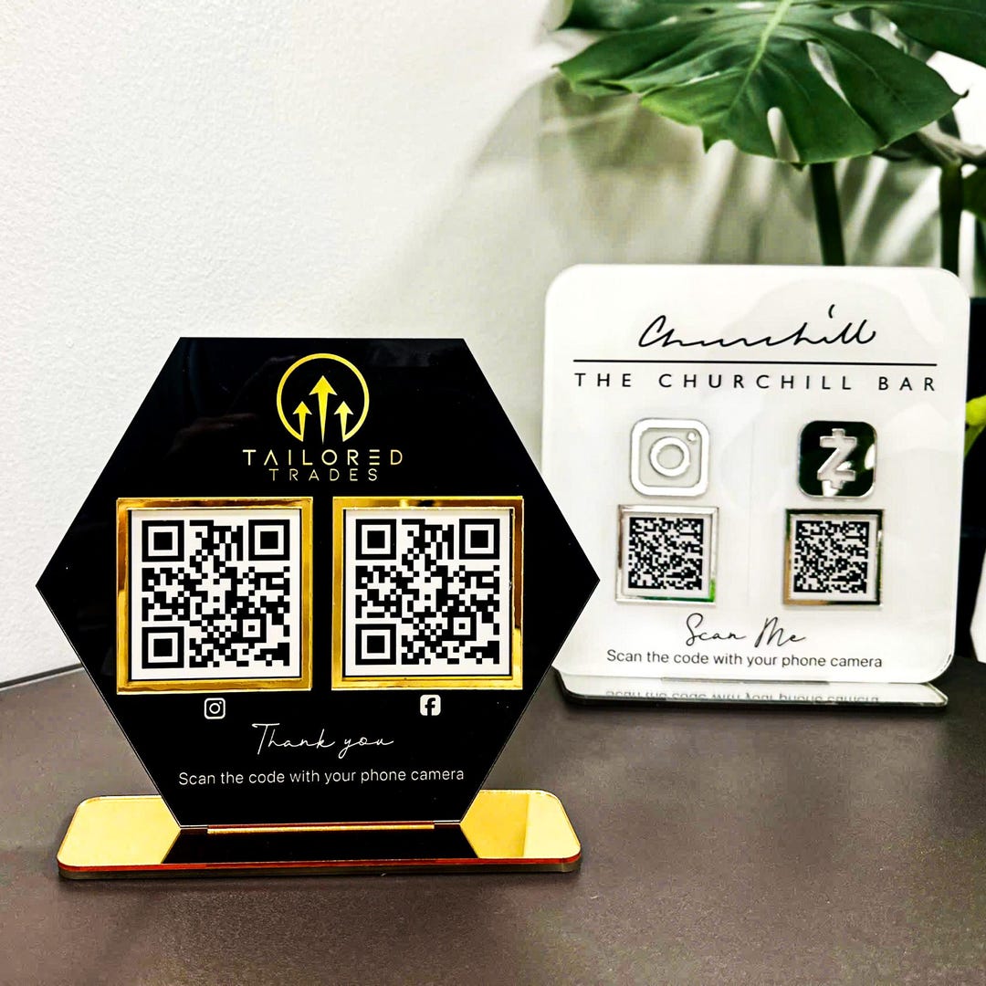 Social Media QR Code Sign, QR Code Display Sign Acrylic, Payment Method ...