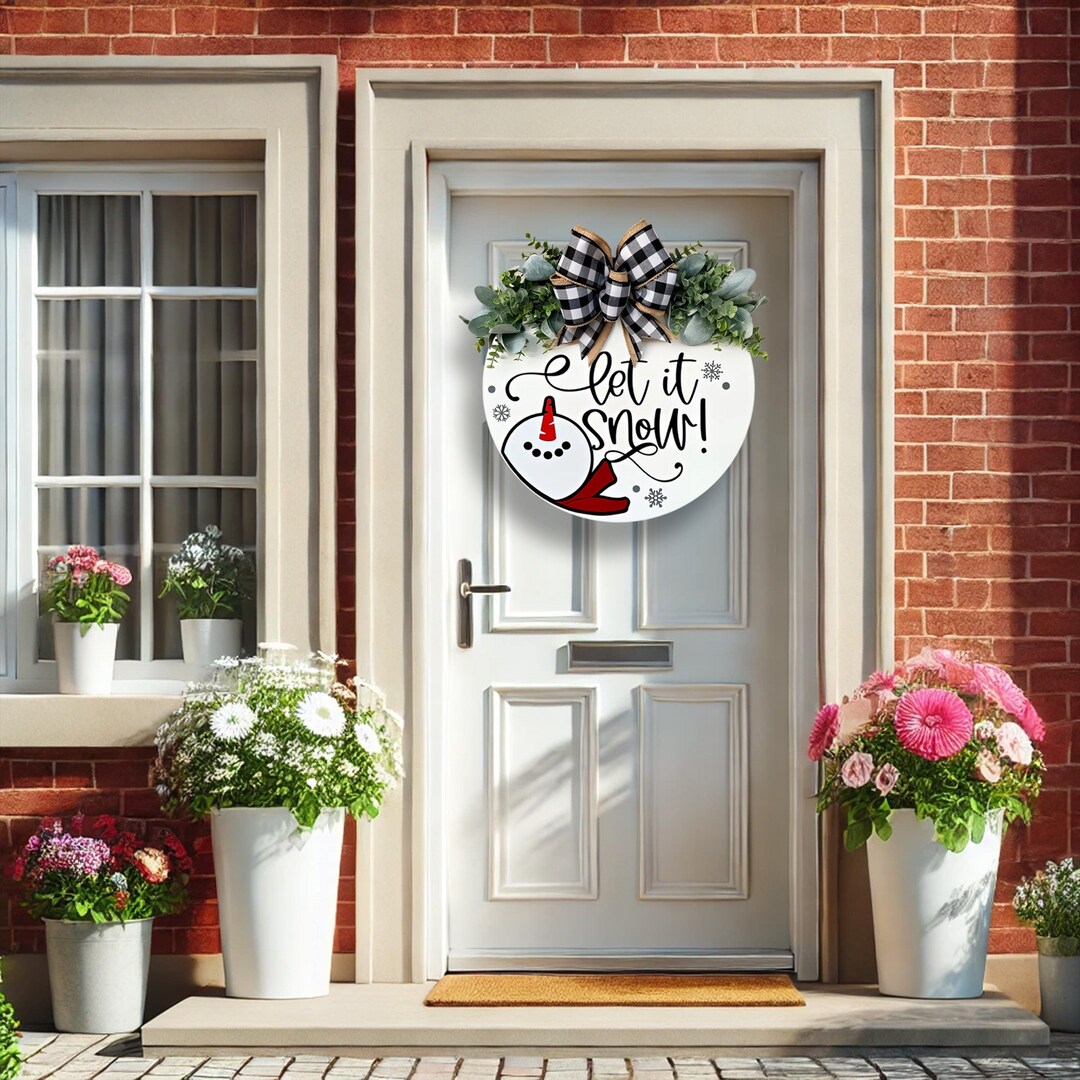 Christmas Front Door Decor | Christmas Wreath | Let It Snow Front Door ...