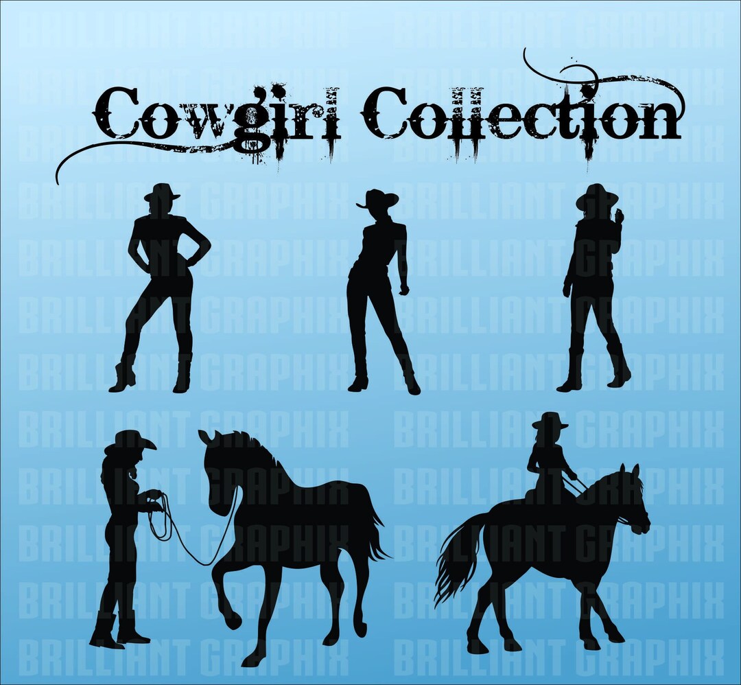 Cowgirls, Digital Vector Art. Modern Cowgirl Silhouette. SVG, Eps ...