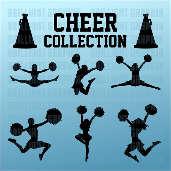 Cheerleader vector art. Very nice Cheer Silhouettes. SVG eps | Etsy