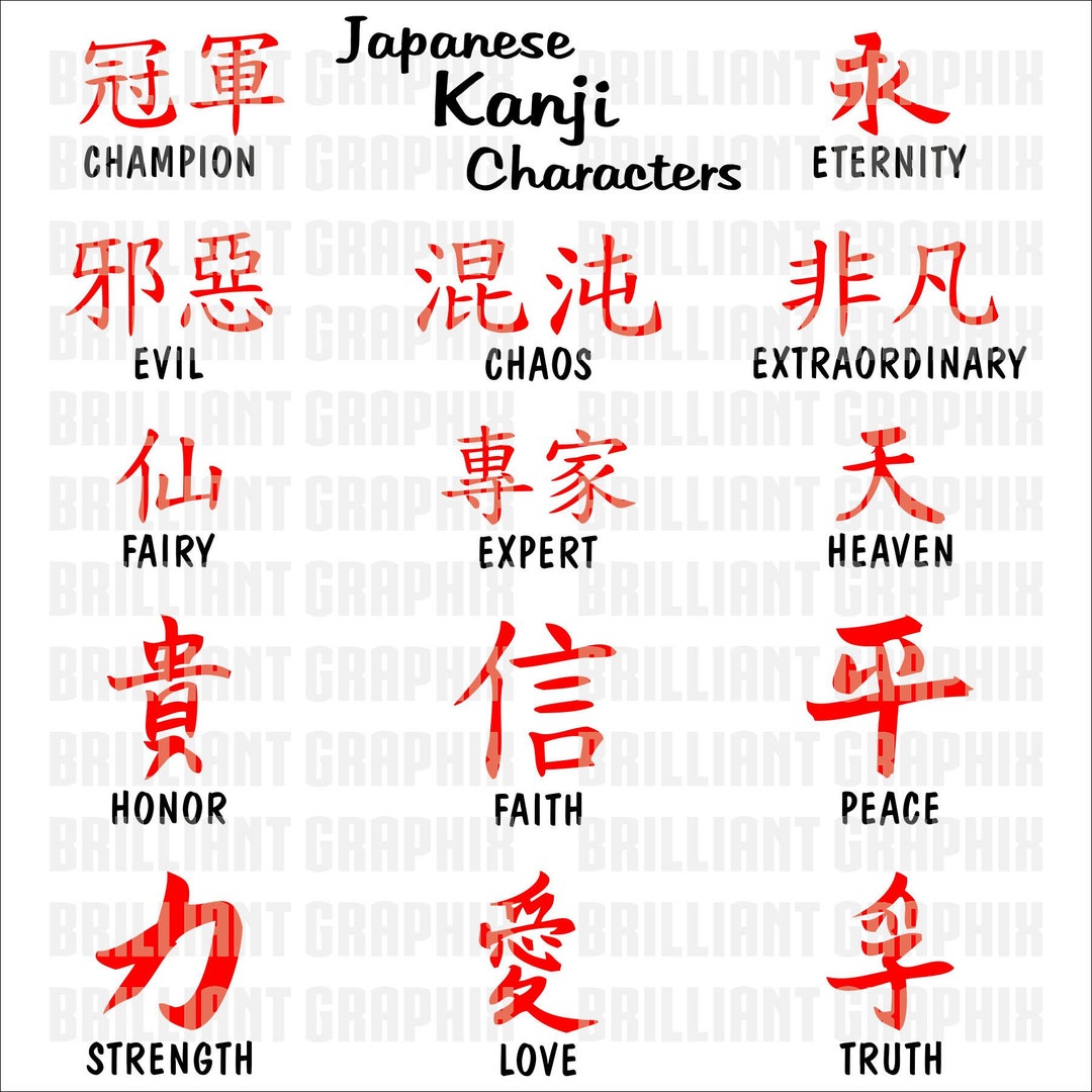 Japanese Kanji Collection. SVG, Pdf, Eps, PNG Files Included - Etsy