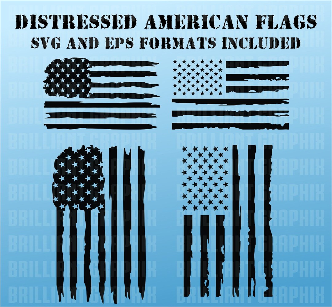 Distressed, Grunge Vector American Flags. SVG and EPS Formats. - Etsy