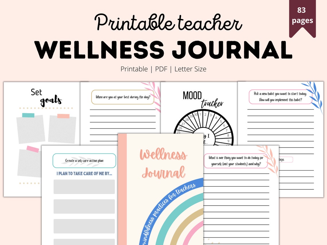 Teacher Wellness Planner Self Care Journal Self Care Kit - Etsy