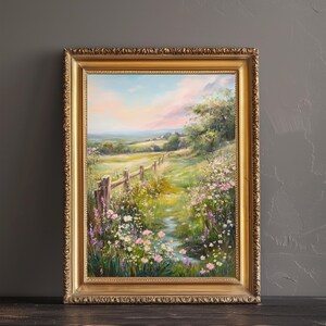 Vintage Wildflower Meadow Poster Cottagecore Decor Dark Academia Art ...