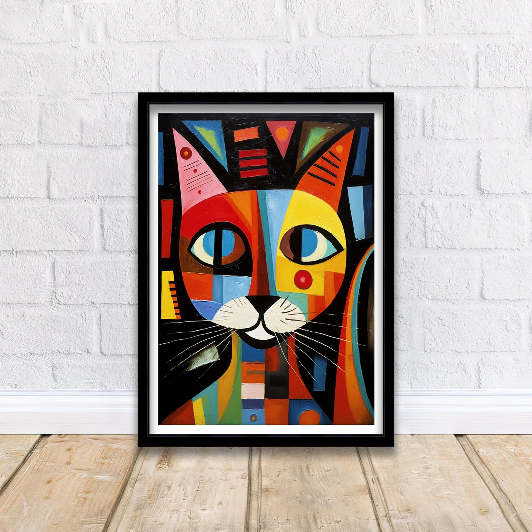 Picasso Style Cats Abstract Art Unique Feline Wall Décor Modern Poster ...