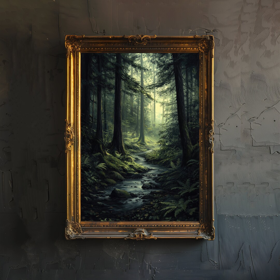 Dark Autumn Forest Print Dark Academia Art Gothic Decor Antique ...