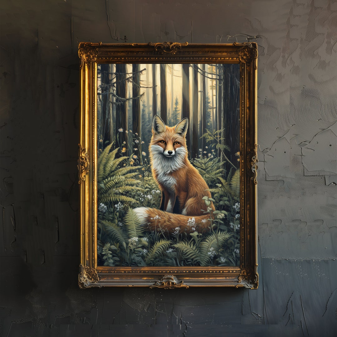 Fox Cottagecore Print Dark Academia Art Cottagecore Decor Antique ...