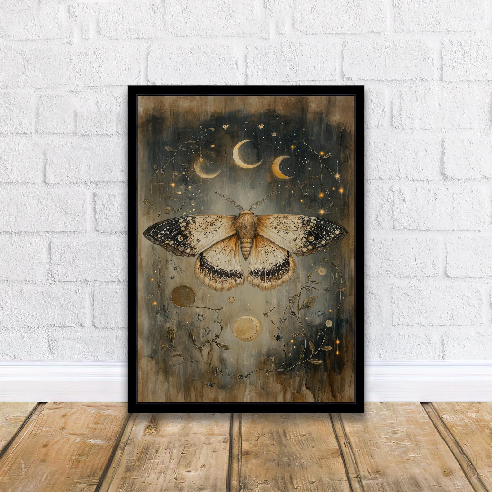 Vintage Moth Poster Dark Academia Art Gothic Decor Antique Illustration ...