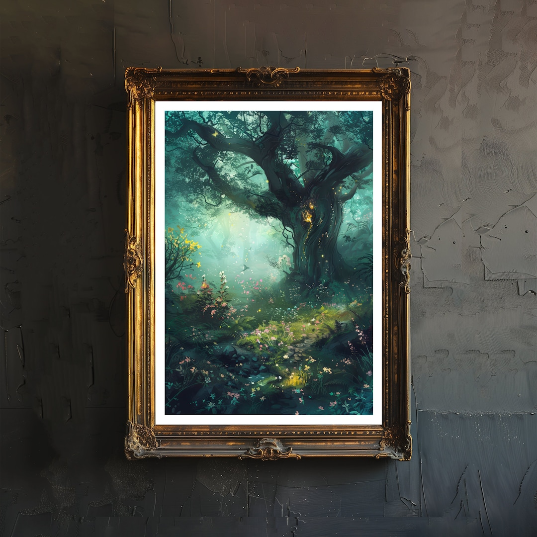 Fairy Grove Print Dark Academia Art Cottagecore Decor Antique Fairy ...