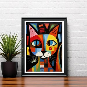 Picasso Style Cats Abstract Art Unique Feline Wall Décor Modern Poster ...