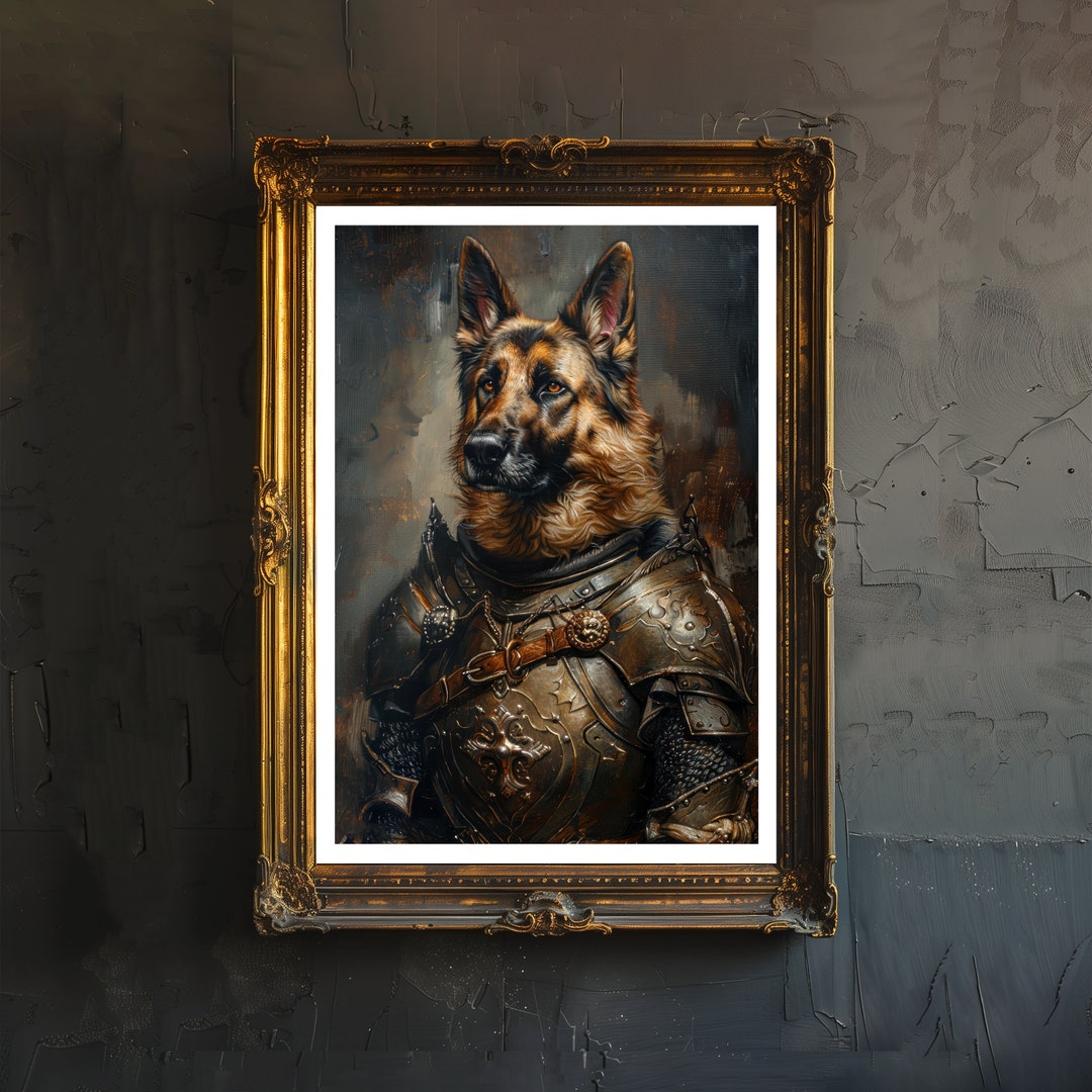 Gothic German Shepherd Guardian Print Dark Academia Art Gothic Home ...