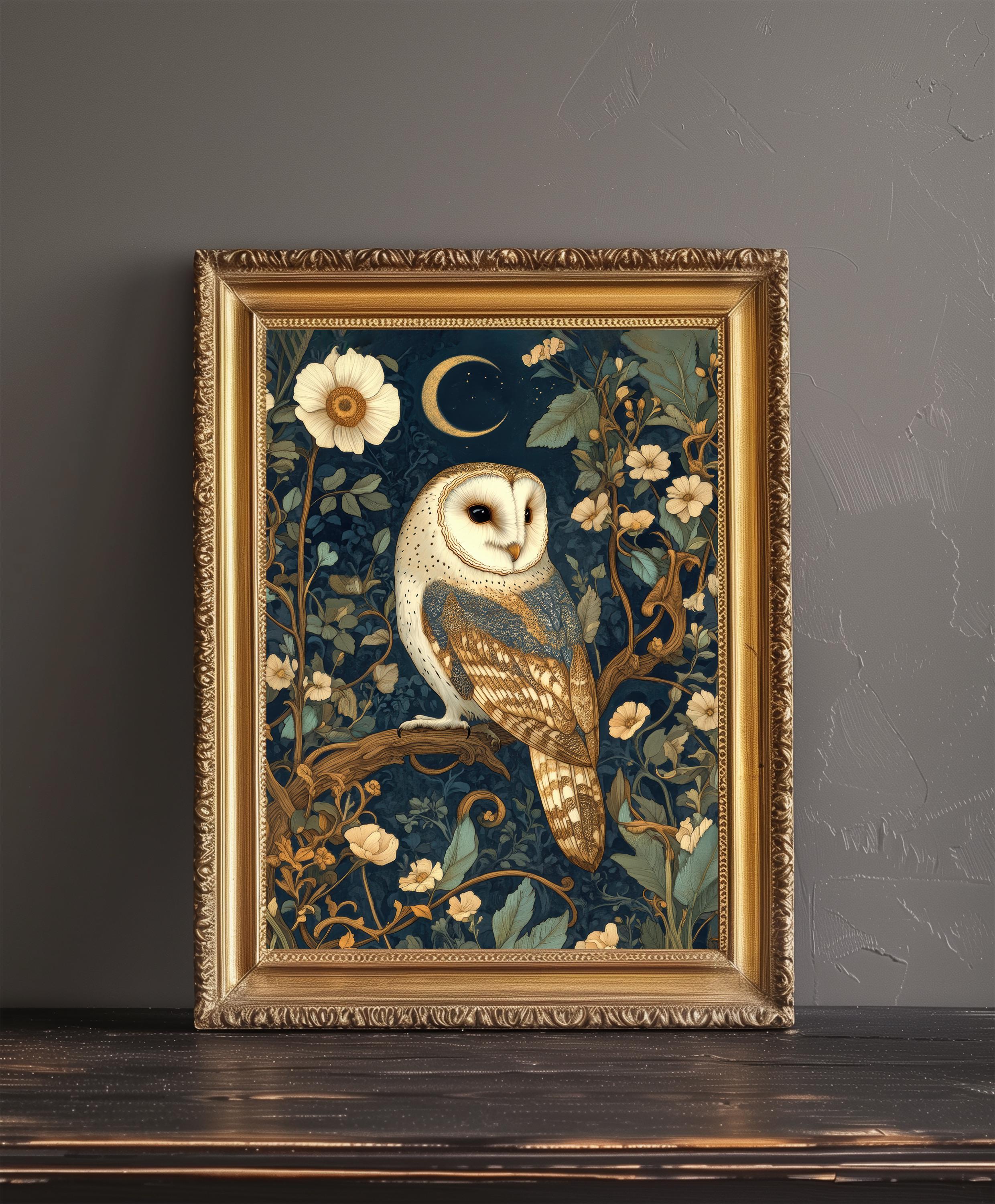 William Morris Barn Owl Poster Cottagecore Decor Dark Academia Art ...