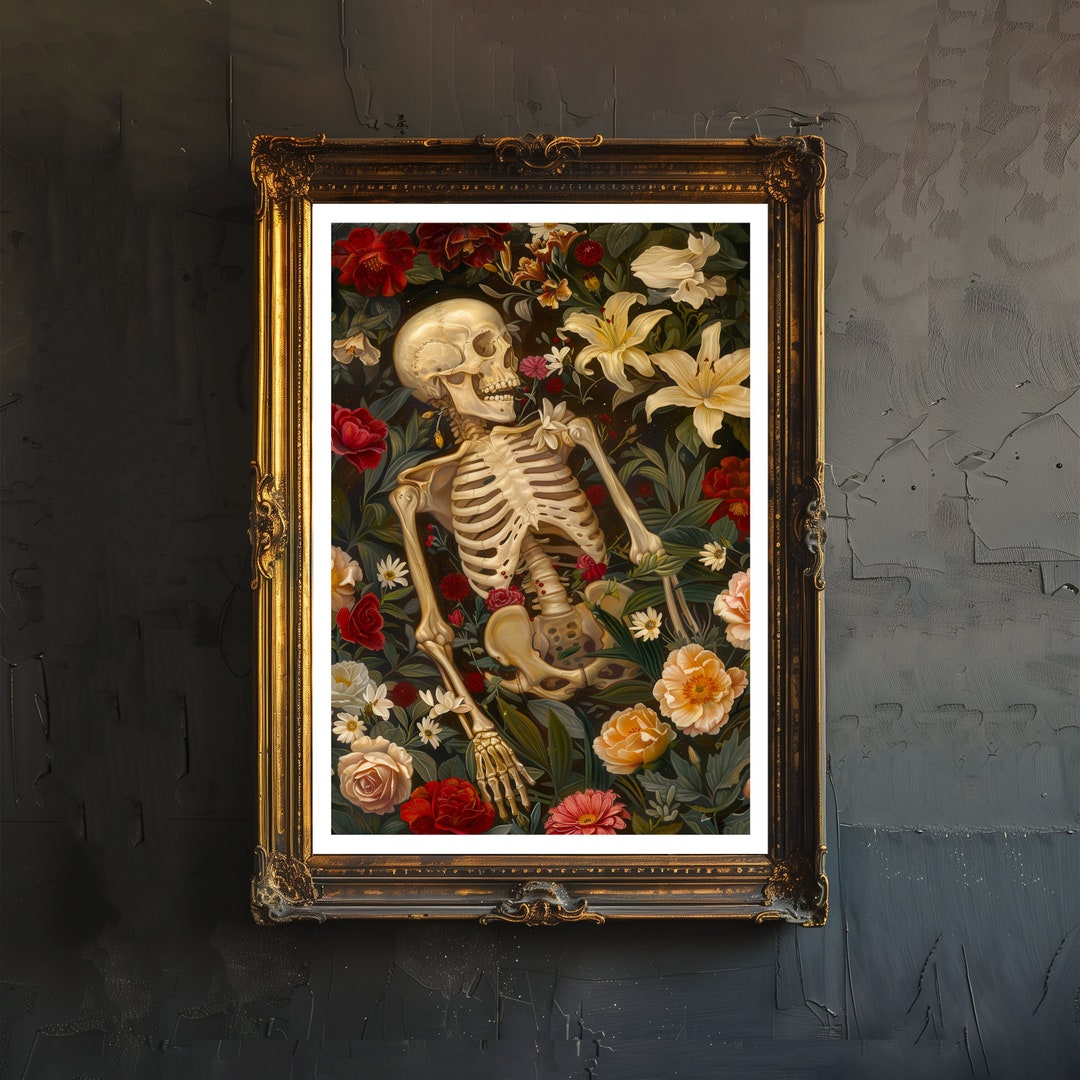 Botanical Skeleton Print Dark Academia Art Gothic Decor Antique Anatomy ...