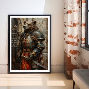Gothic Medieval Bear Print Dark Academia Art Gothic Home Decor Antique ...