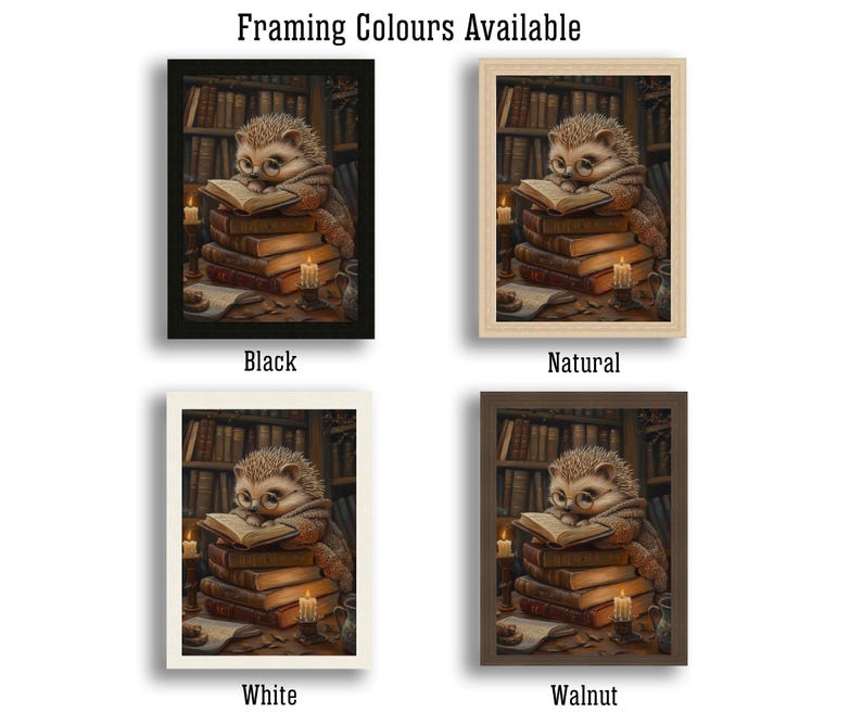 Hedgehog Librarian Art Print Cottagecore Book Lover Decor Whimsical ...