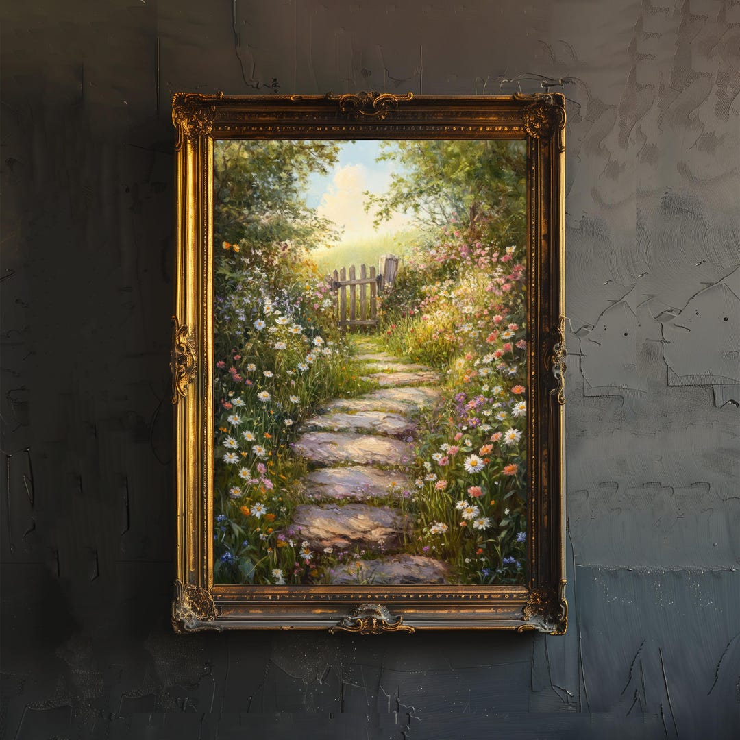 Victorian Wild Garden Art Print Cottagecore Decor Overgrown Garden Wall ...