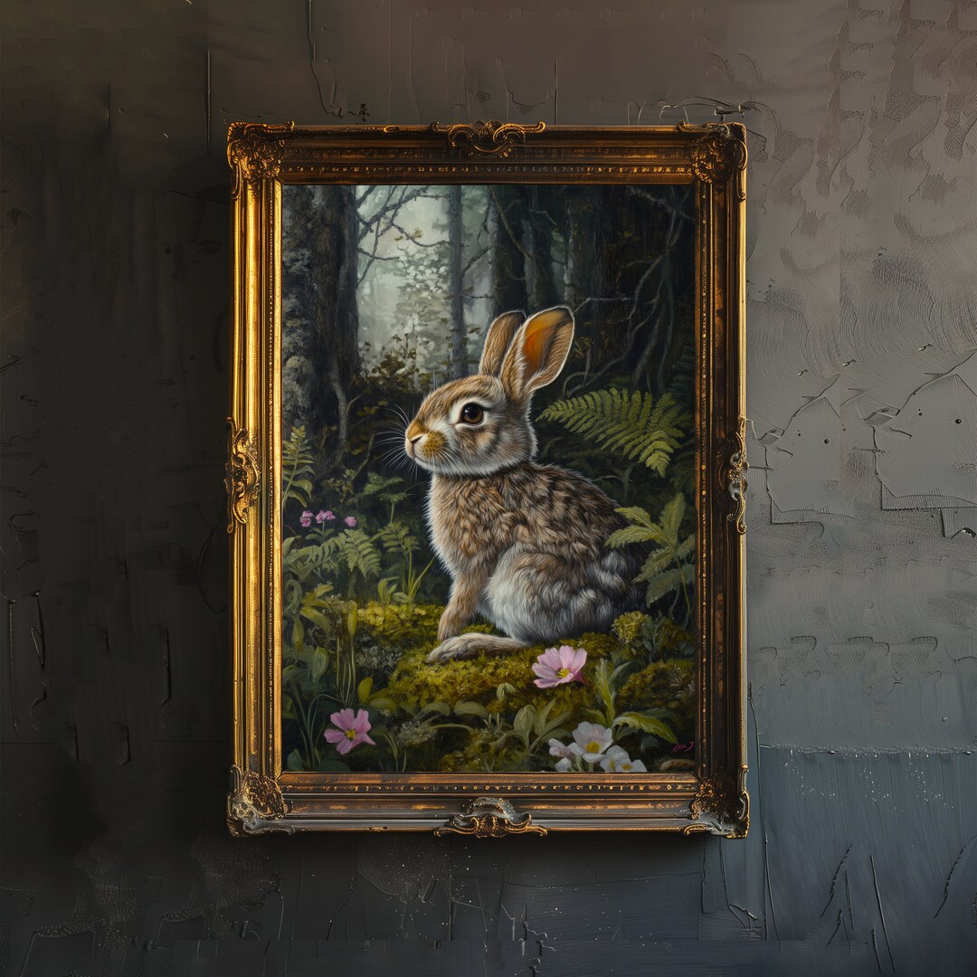 Rabbit Cottagecore Print Dark Academia Art Cottagecore Decor Antique ...