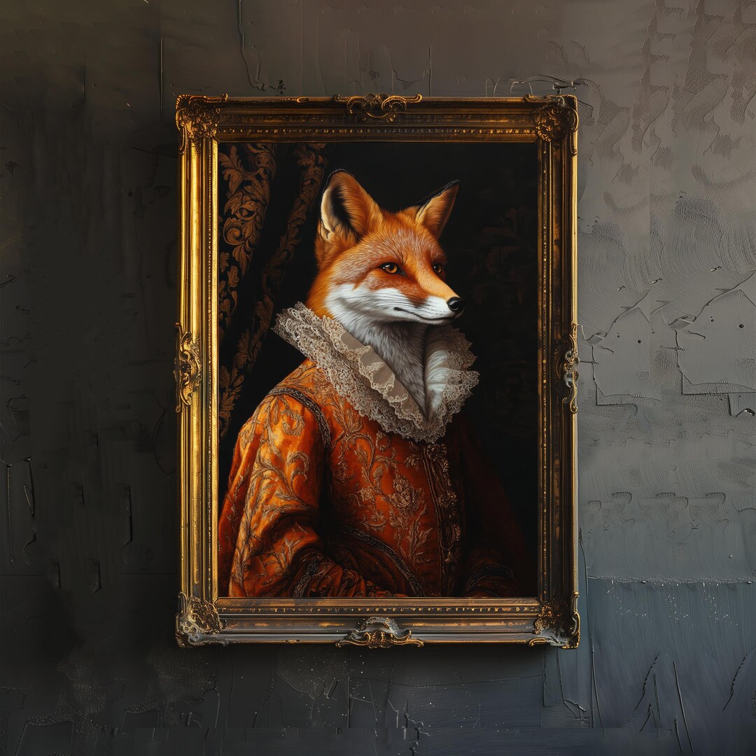 Renaissance Red Fox Poster Cottagecore Decor Dark Academia Art Vintage ...