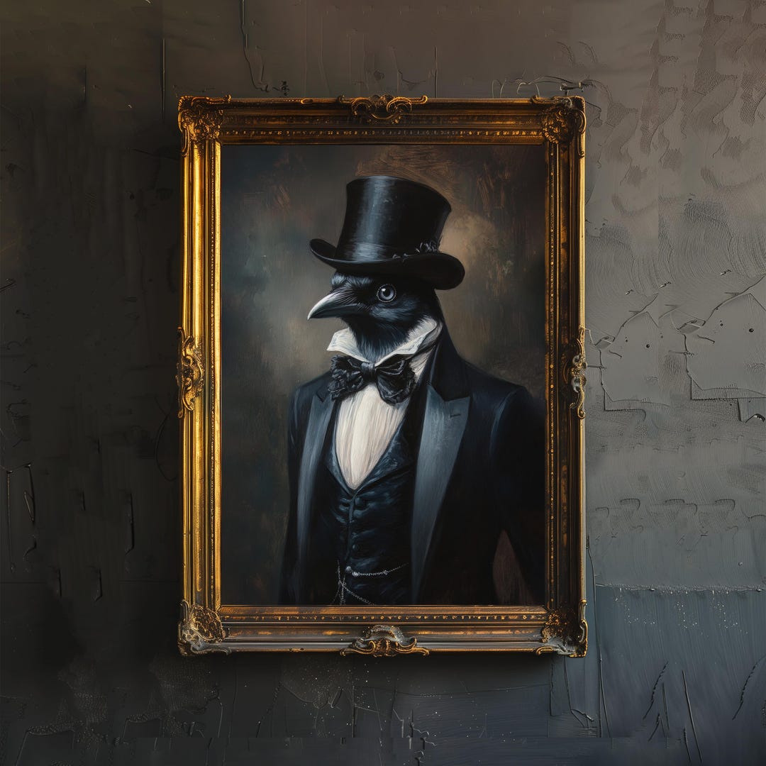 Victorian Magpie Poster Dark Academia Art Victorian Art Whimsical Decor ...