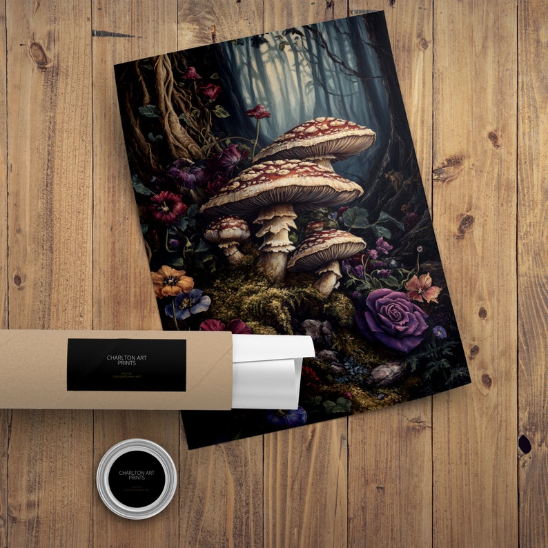 Mushrooms Cottagecore Print Dark Academia Art Cottagecore Decor Antique ...