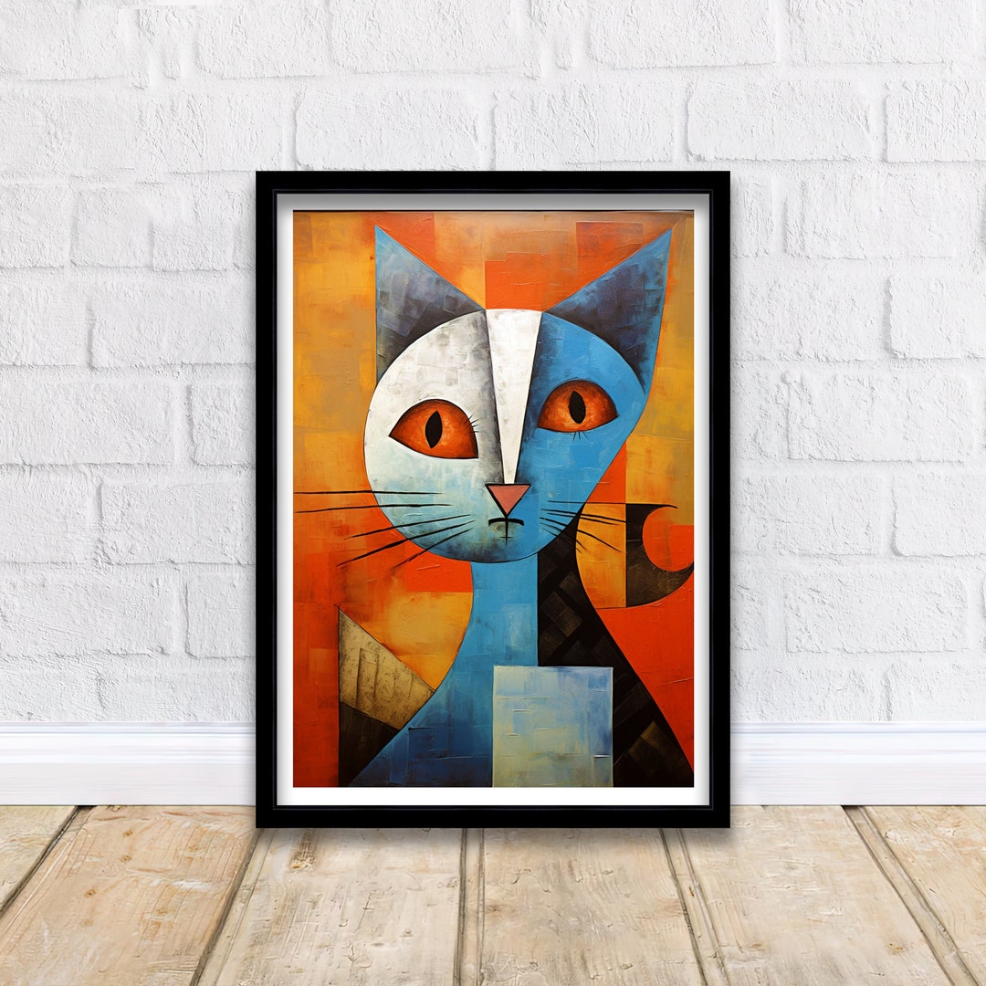 Picasso Style Cats Abstract Art Unique Feline Wall Décor Modern Poster ...