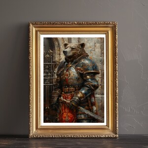 Gothic Medieval Bear Print Dark Academia Art Gothic Home Decor Antique ...