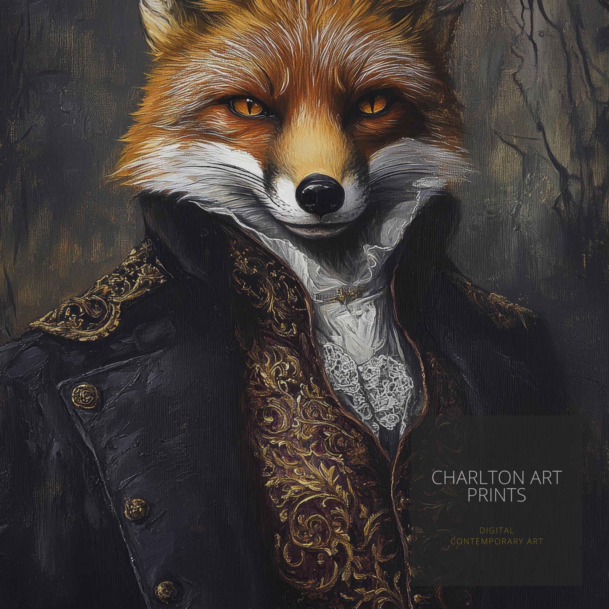 Fox in Victorian Suit Poster Dark Academia Art Victorian Art Whimsical ...