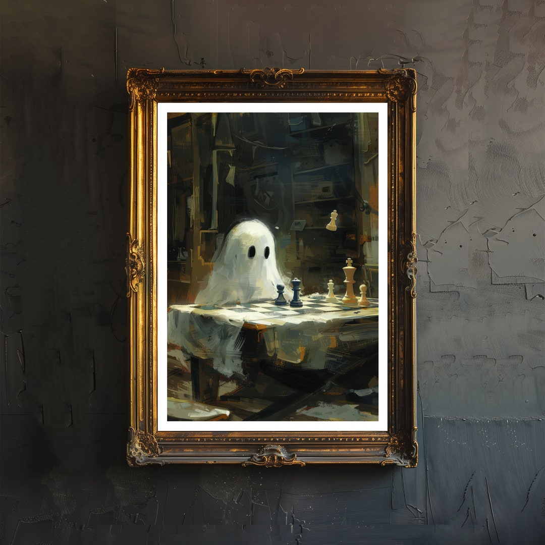 Ghost Playing Chess Poster Spooky Art Dark Academia Gothic Decor ...